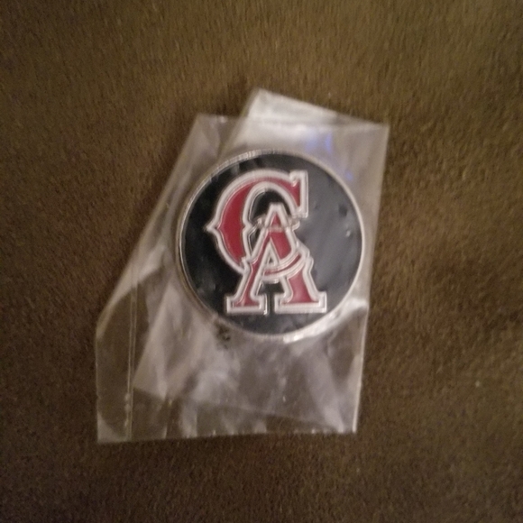Accessories | Vintage California Angels Logo Pin Black And Red | Poshmark